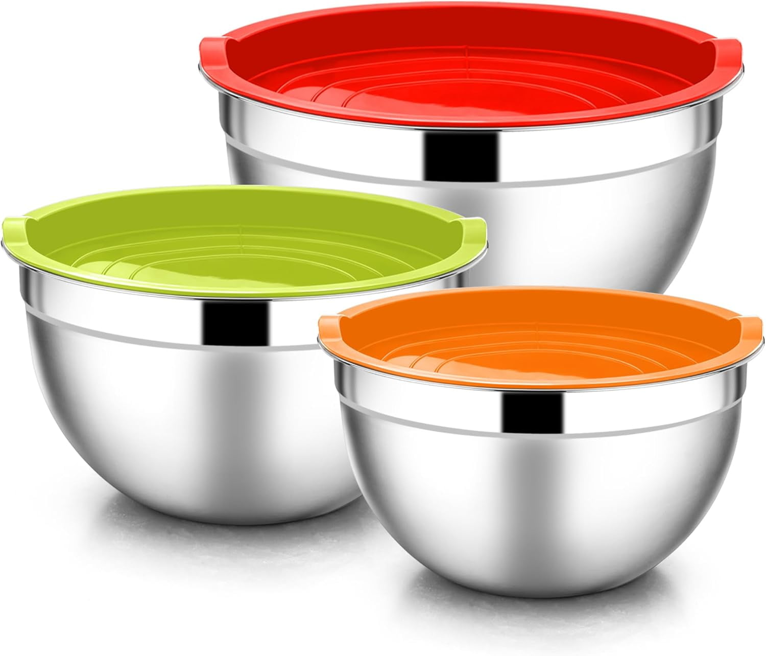 XD3-Mixing Bowls with Lids, 6-Piece Stainless Steel Salad Bowls Metal ...