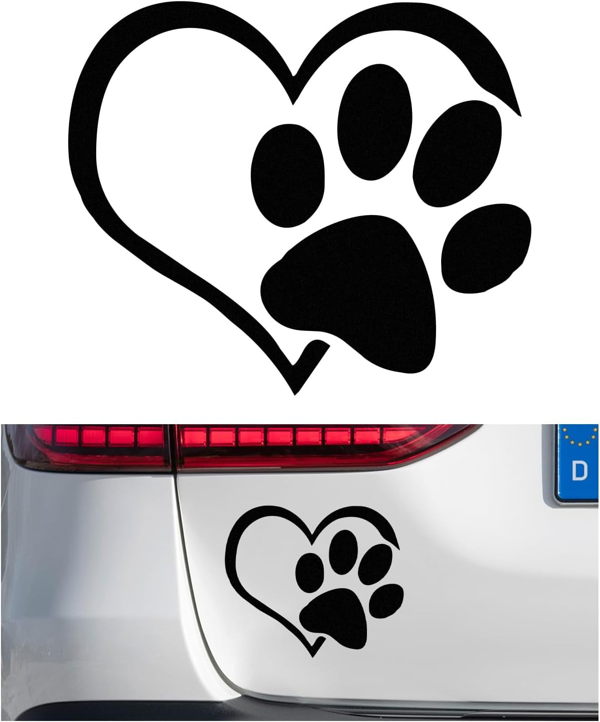 XD3-Pet Dog Paw Print Sticker, Love Heart Dog Paw Stamped Automotive ...