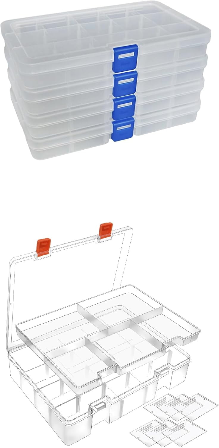 XD3-Plastic Organizer 15 Adjustable Divider Removable Grid and Two ...