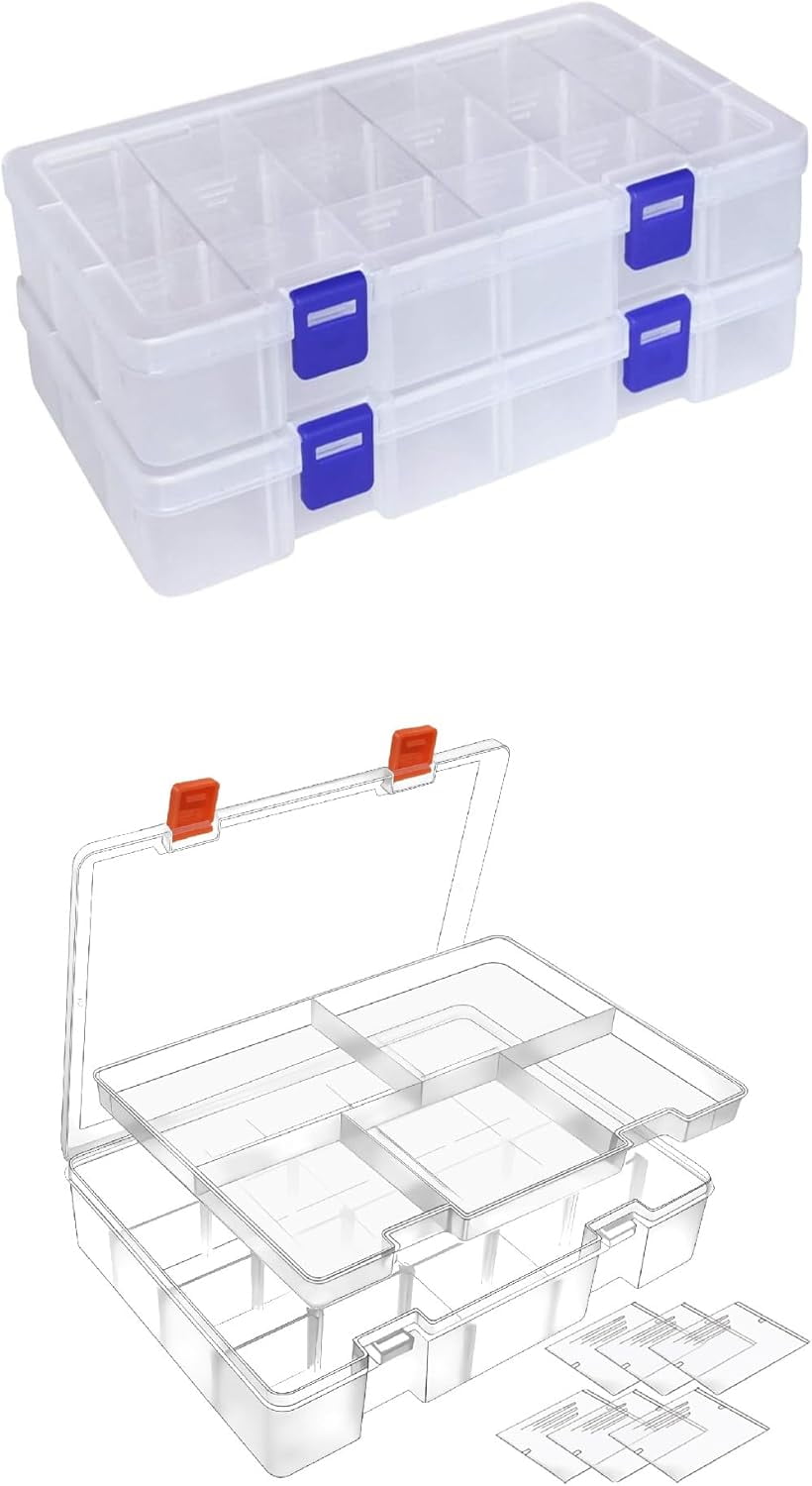 XD3-Plastic Organizer 18 Adjustable Divider Removable Grid and Two ...