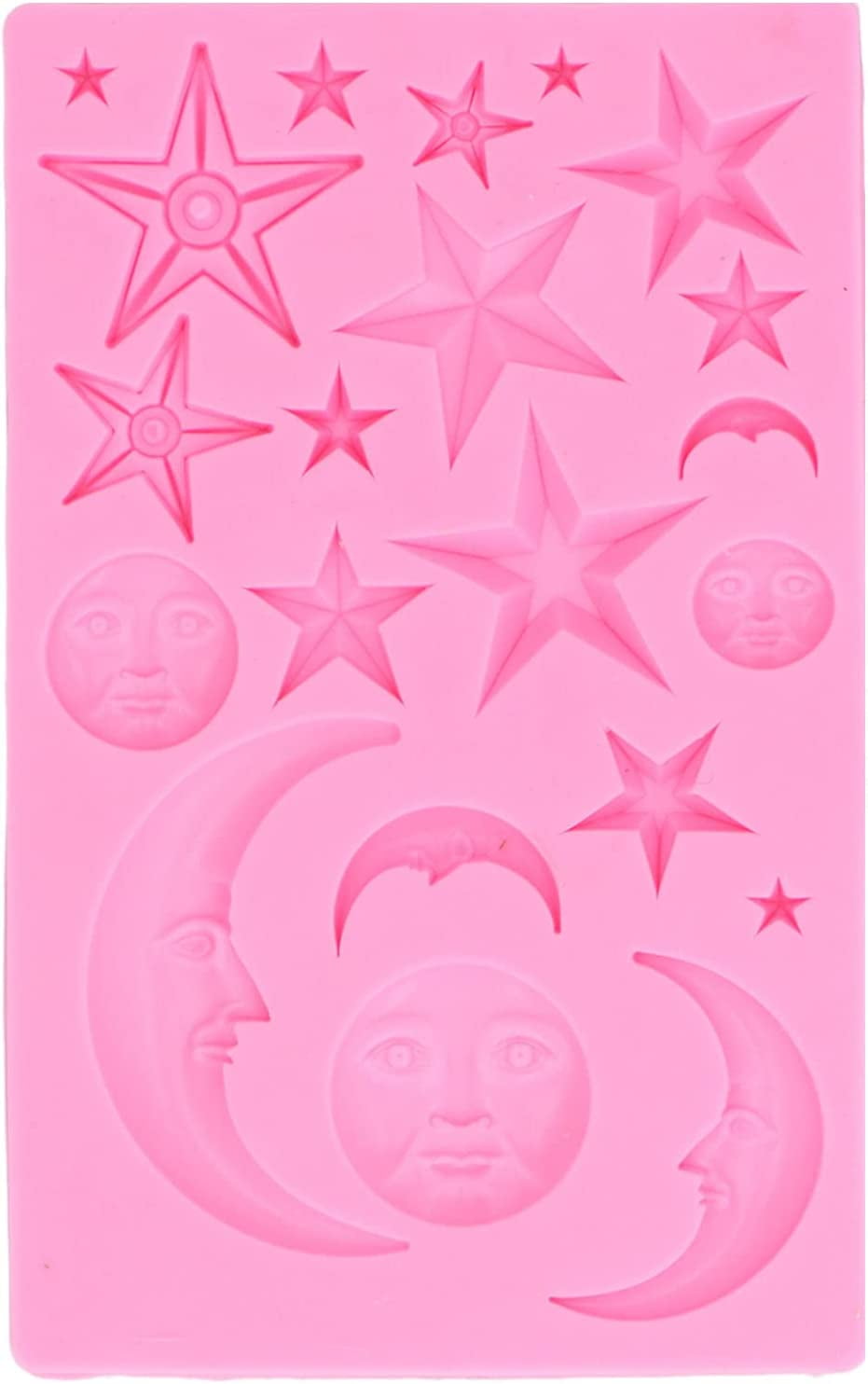 XD3-Silicone Fondant Mold, Moon Stars Sun Face Silicone Molds for Cake ...