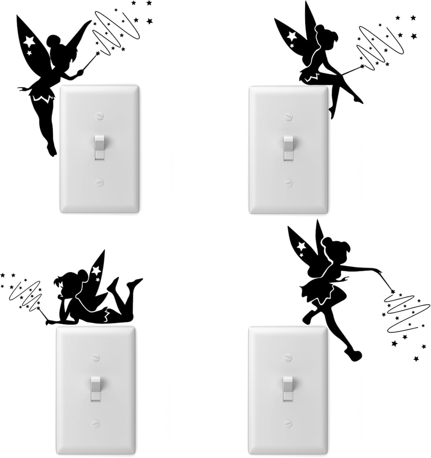 XD3-Tinkerbell Lightswitch Vinyl Decal Sticker, 4 Pack Fairy Sticker ...