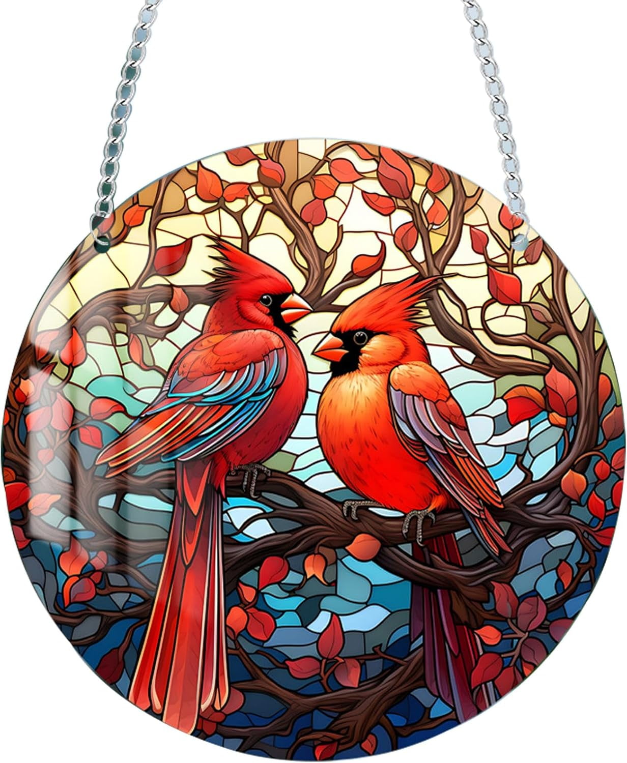 XD4-1 Pcs Red Cardinal Gifts Suncatcher for Window,Stained Glass ...