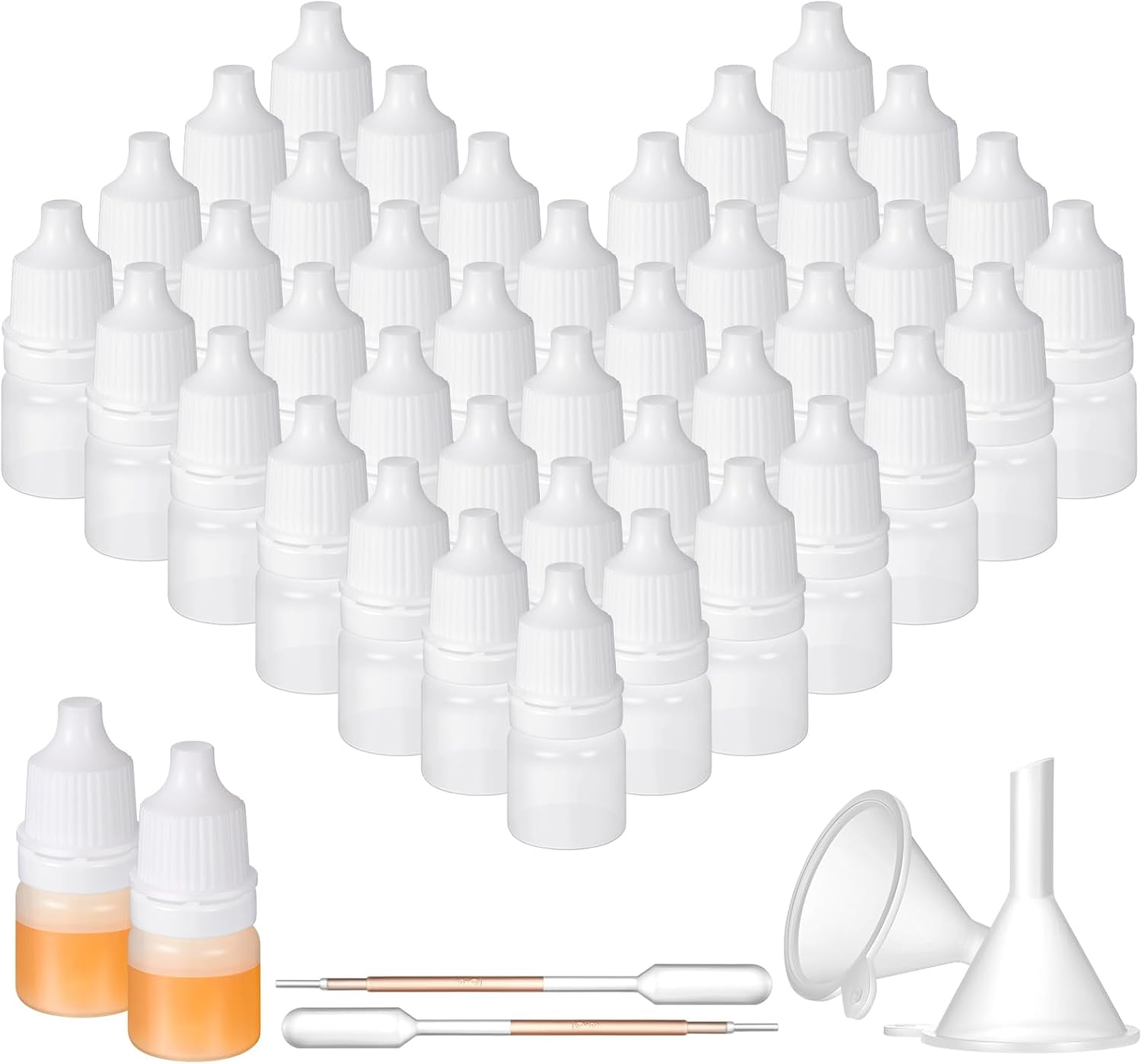 XD4-100 Pcs 3 ML Plastic Dropper Bottles Bulk Portable Eye Liquid ...
