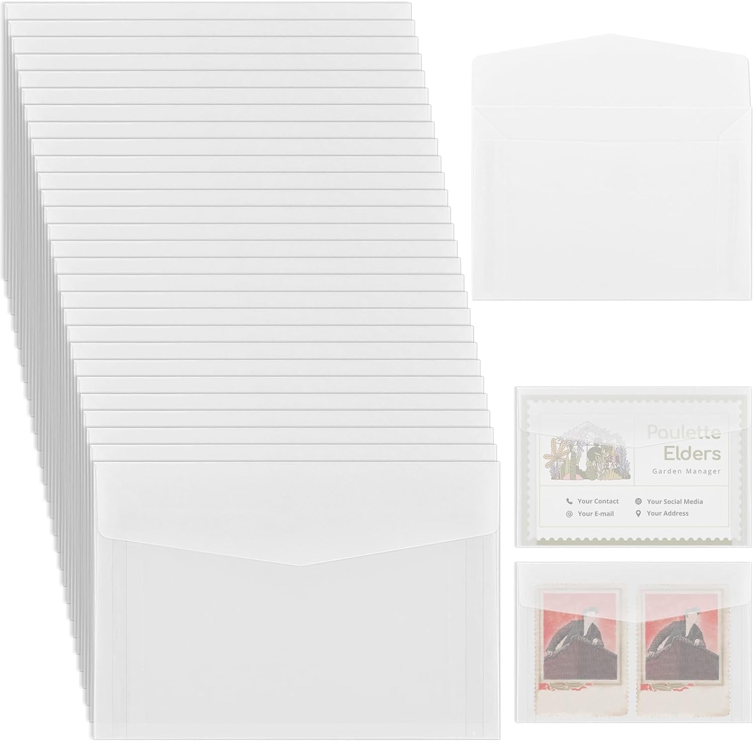 XD4-100 Pcs Transparent Envelopes, 3.93x2.75 Inch Small Christmas ...