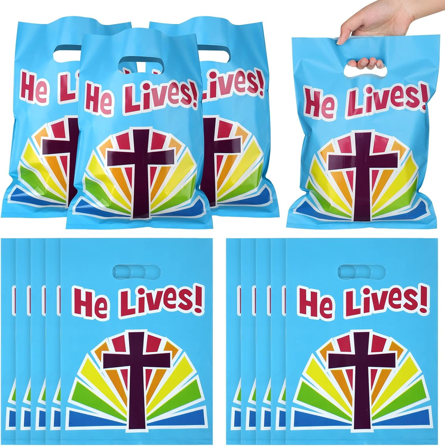 XD4-100 Pieces Easter He Lives Goody Bags Inspirational Religious ...