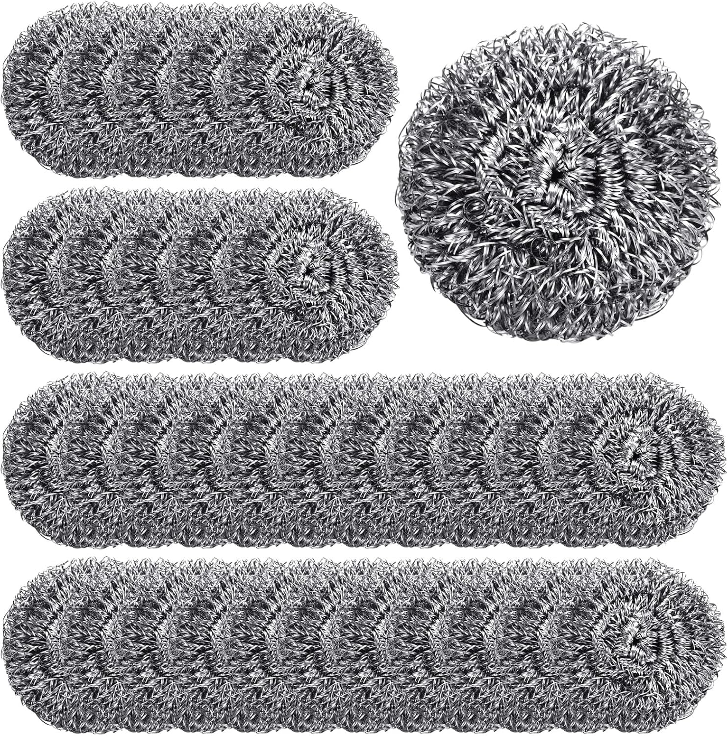 XD4-100 Pieces Stainless Steel Scrubber Bulk Steel Wool Scrubber Metal ...