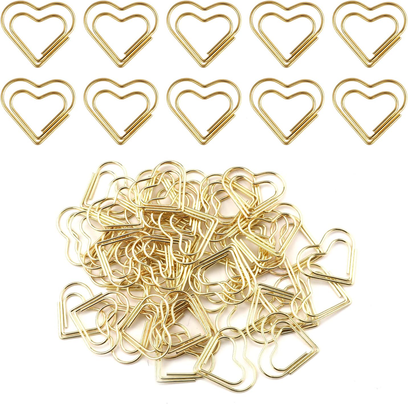 XD4-100pcs Mini Gold Heart Paper Clips, Small Cute Love Shaped Paper ...