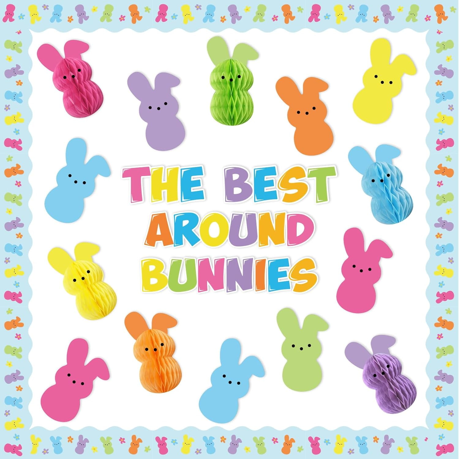 XD4-110Pcs 3D Easter Bunny Bulletin Board Decorations Easter Honeycomb ...