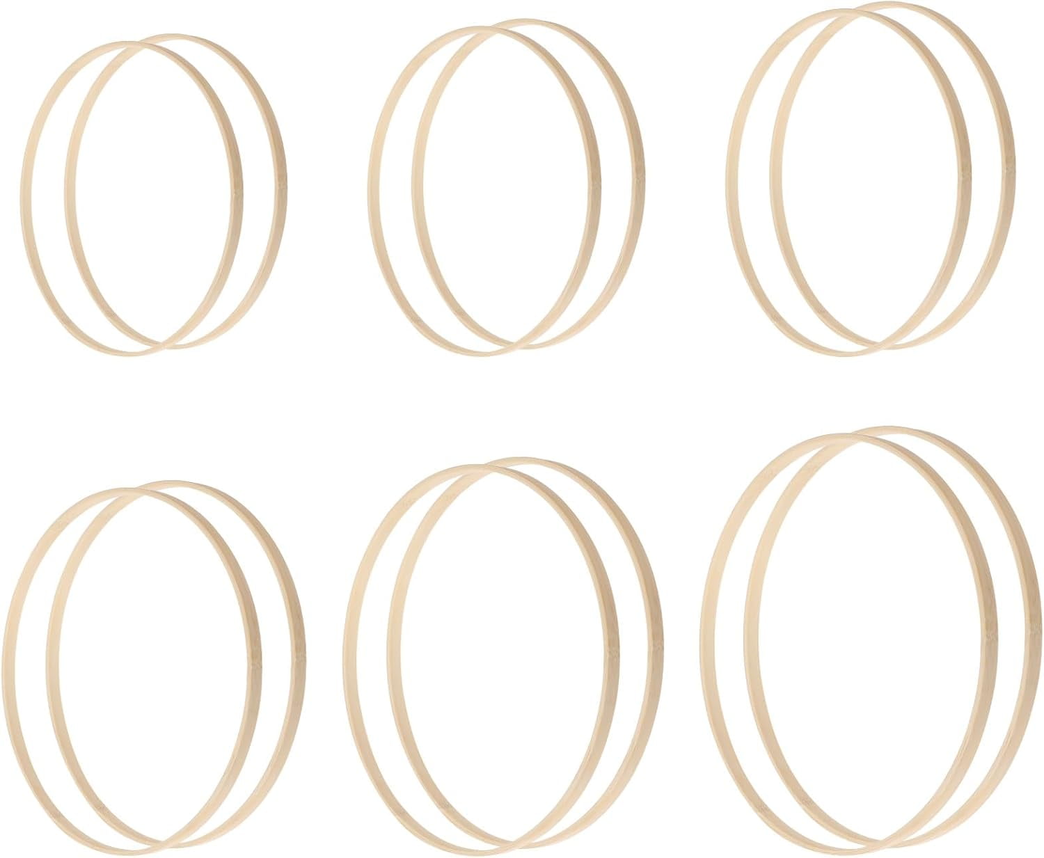 XD4-12 Pack 6 Sizes Wooden Floral Hoops, Wooden Wreath Ring, Wooden ...