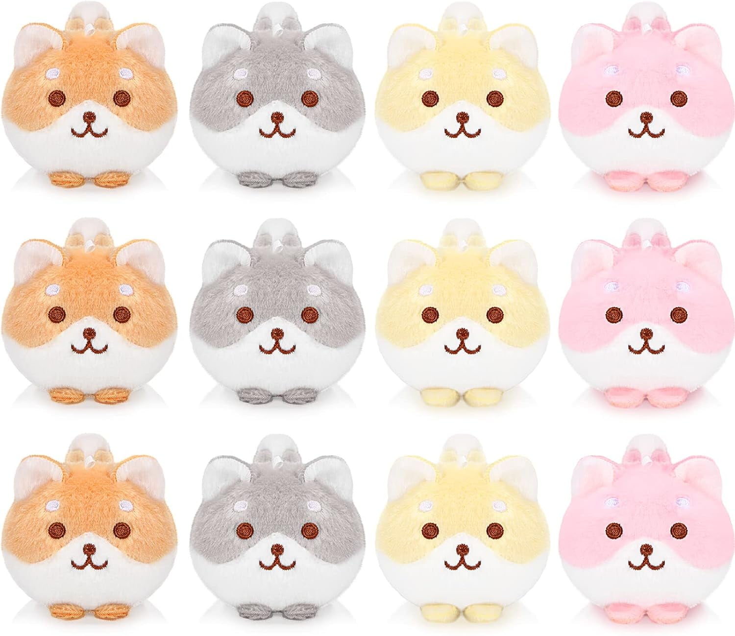 XD4-12 Pcs Mini Puppy Stuffed Animals Bulk 3.4 Inch Cute Plush Shiba ...