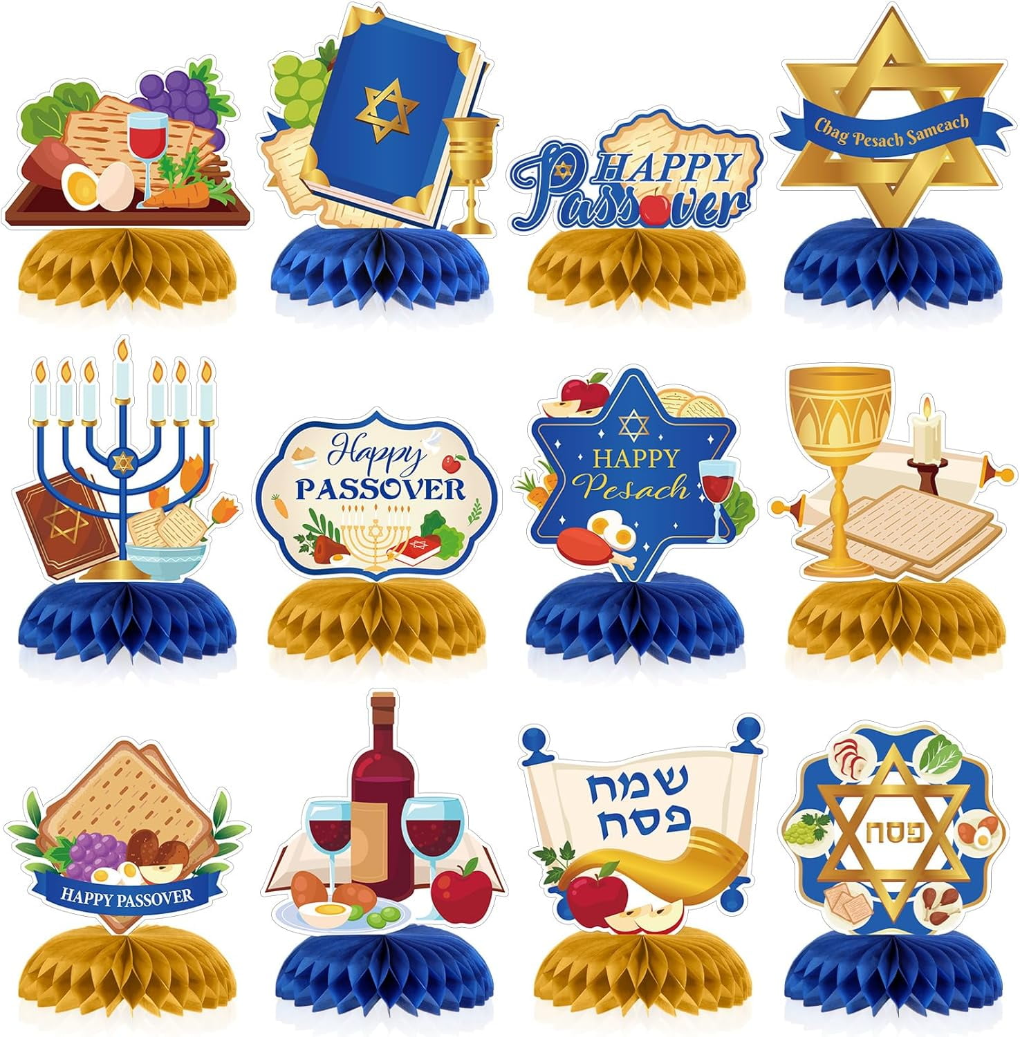 XD4-12 Pcs Passover Honeycomb Centerpieces Happy Table Decorations ...