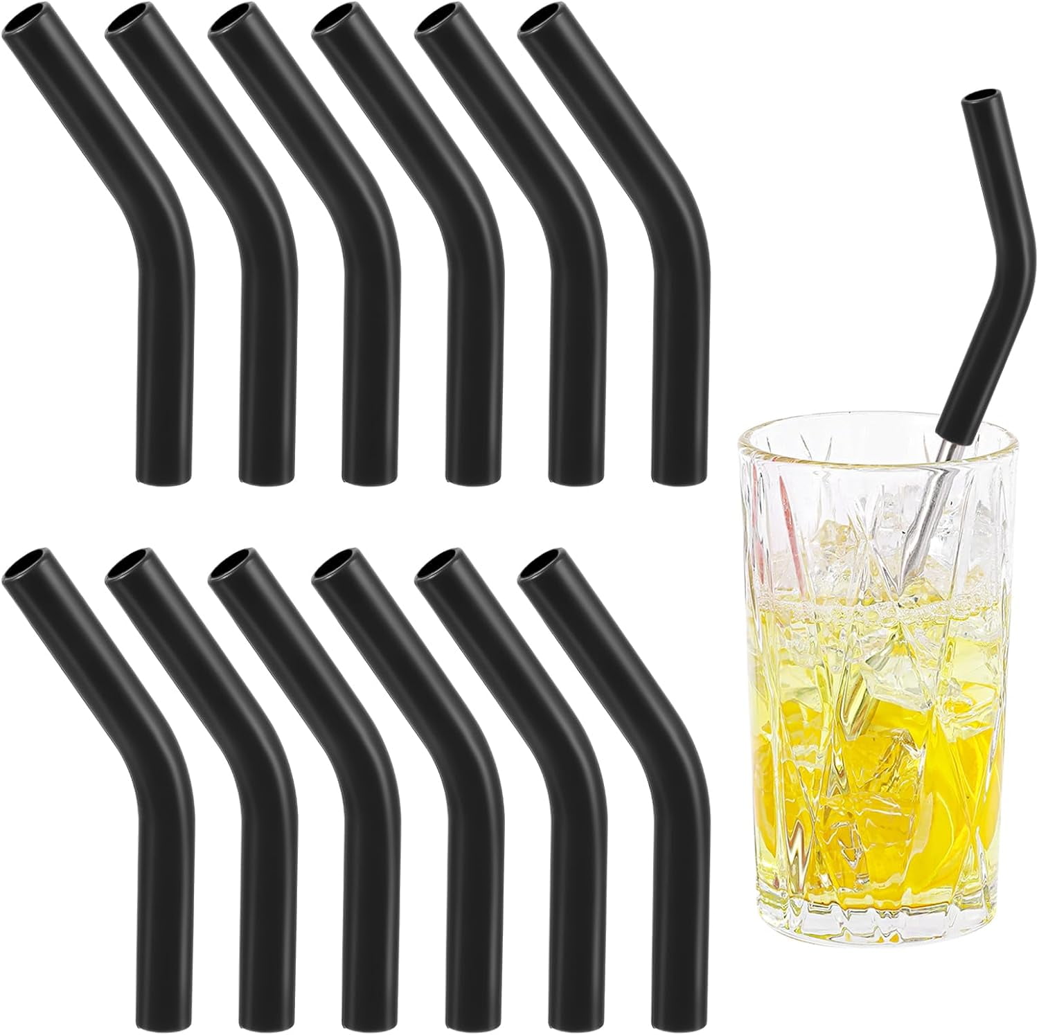 XD4-12 Pcs Silicone Straw Tips Food Grade Rubber Straw Covers ...