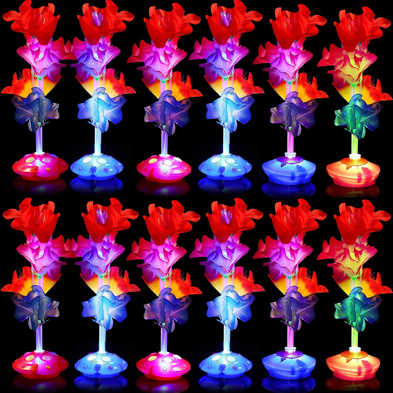 XD4-12 Pieces Luau Party Decorations Optic LED Fiber Flower ...