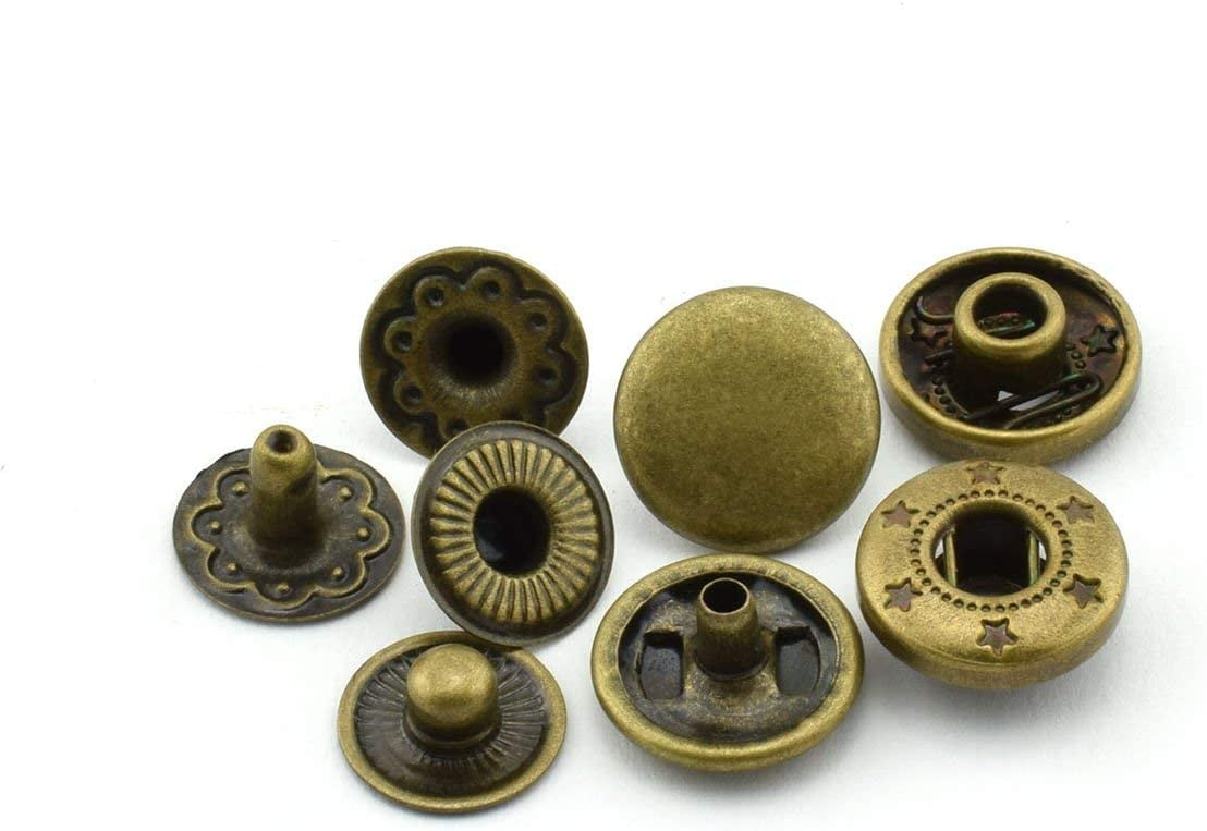 XD4-120 Sets 10mm Metal Snap Fasteners Press Stud Rounded Sewing Rivet ...