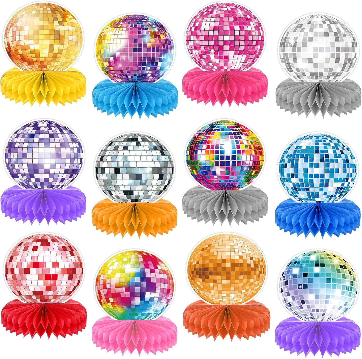 XD4-12PCS Disco Ball Centerpieces Disco Ball Party Decorations Colorful ...