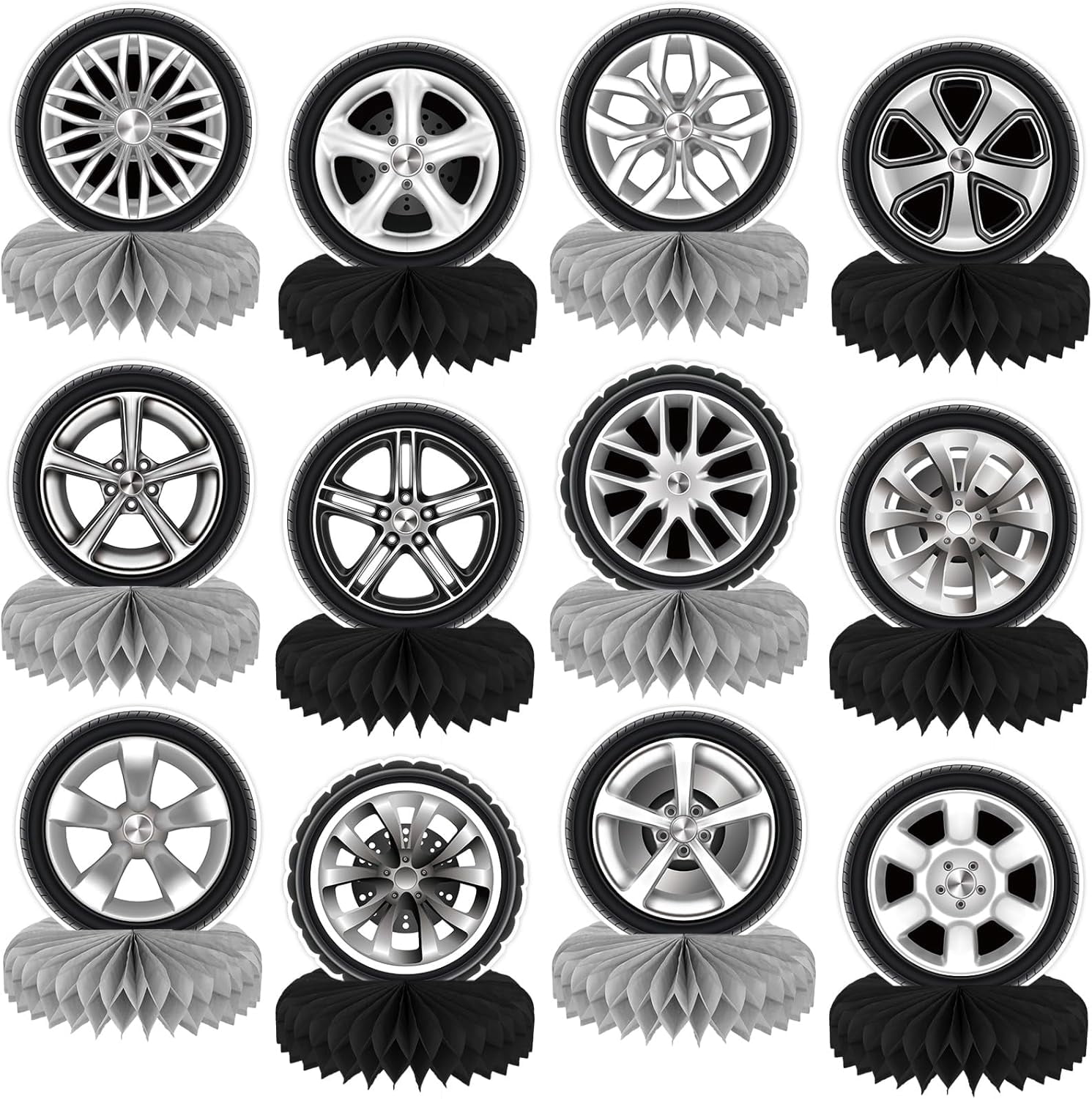 XD4-12Pcs Race Car Centerpieces for Tables, Racing Car Birthday Party ...