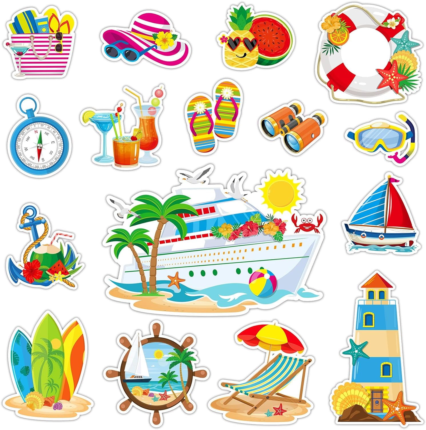 XD4-16 Pieces Beach Cruise Door Decorations Magnetic Pool Party Fridge ...