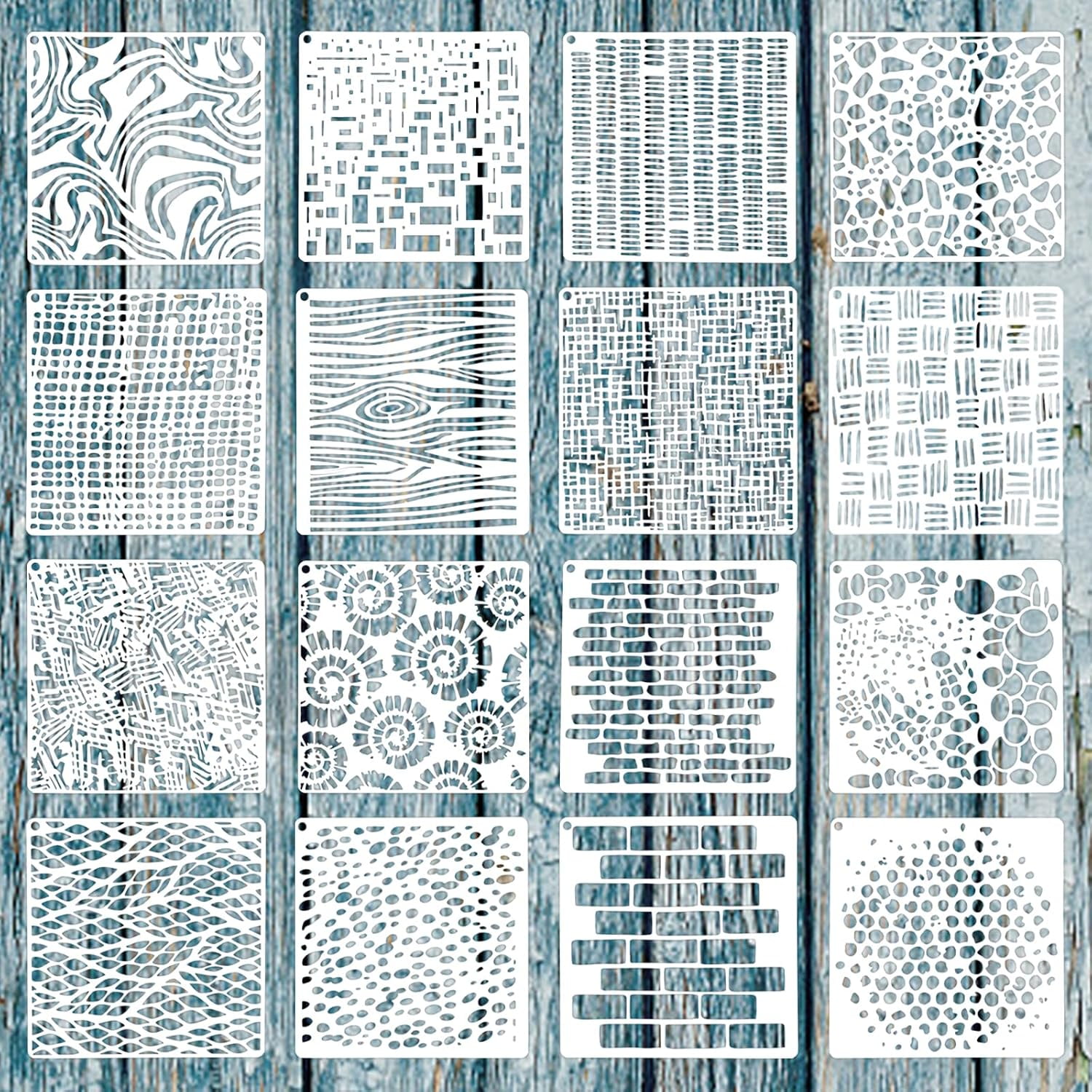 XD4-16Pcs Stencils for Painting, 6"x6" Small Stencils, Mixed Texture ...