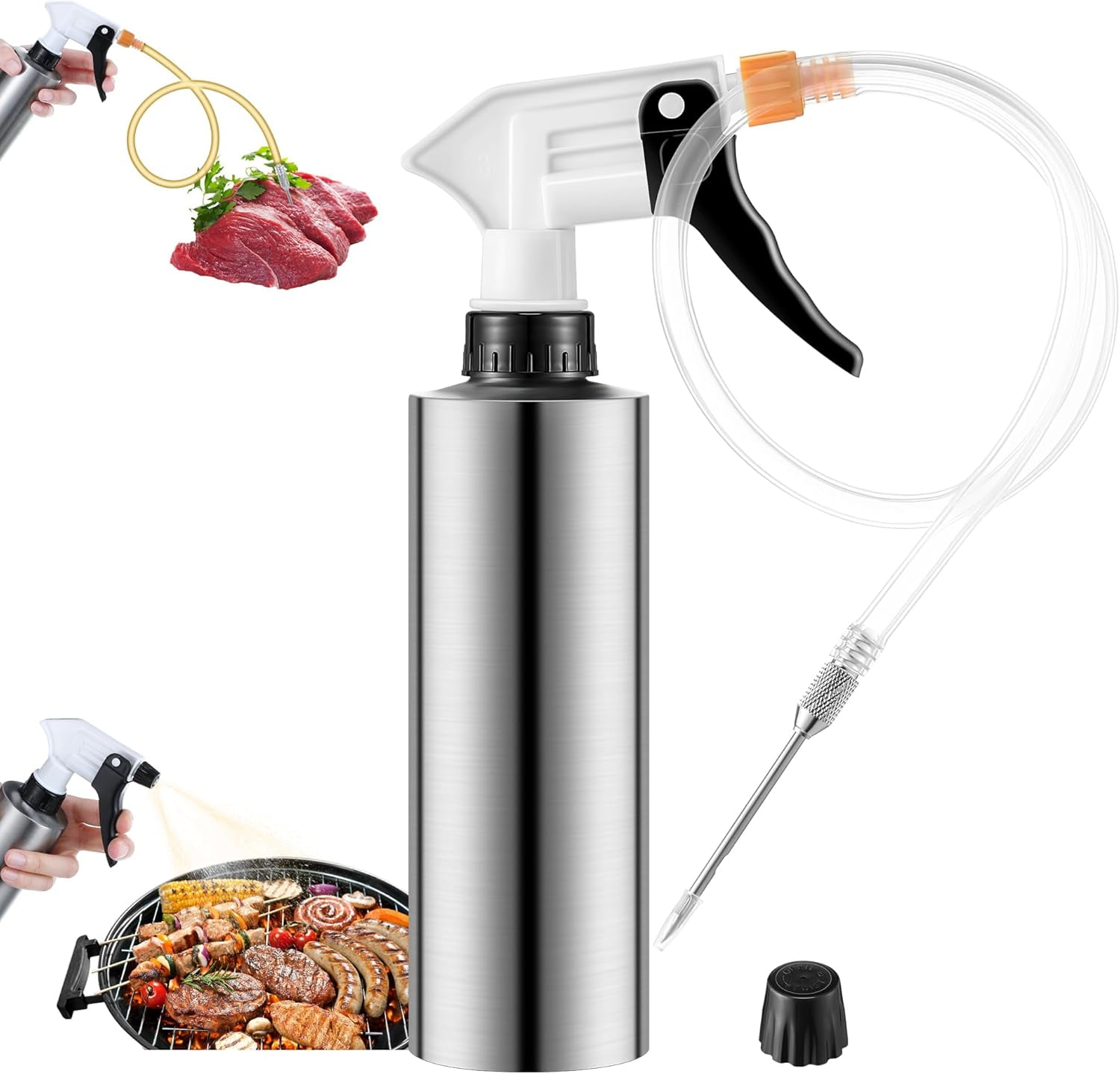 XD4-2 in 1 BBQ Spray Bottle with Marinade Injector Syringe, 10oz BBQ ...