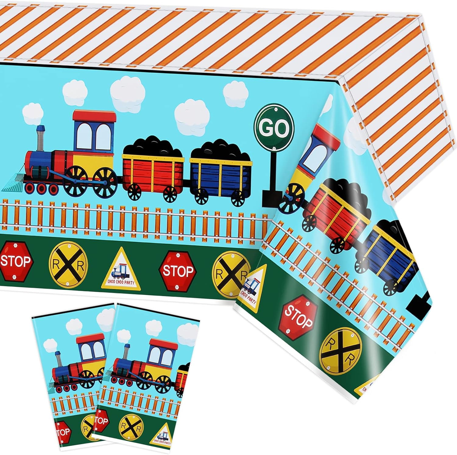 XD4-2 Pack Train Tablecloth Train Themed Party Table Covers, Train ...