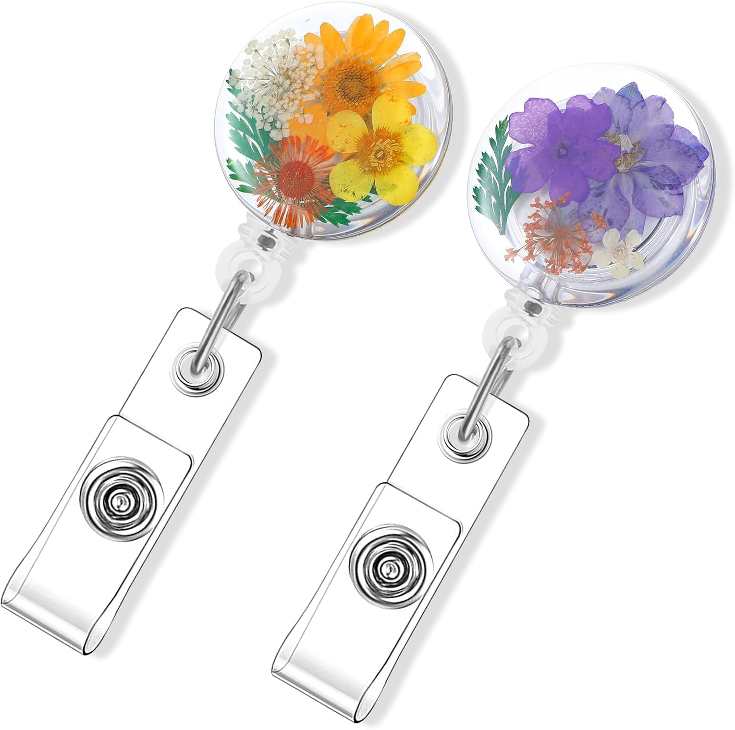 XD4-2 Pcs Nurse Badge Holder,Flower Badge Reels Nursing,Retractable ...