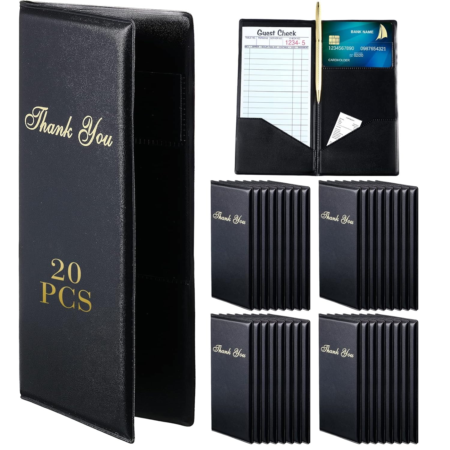 XD4-20 Pcs Check Presenters for Restaurants, Guest Check Card Holders ...