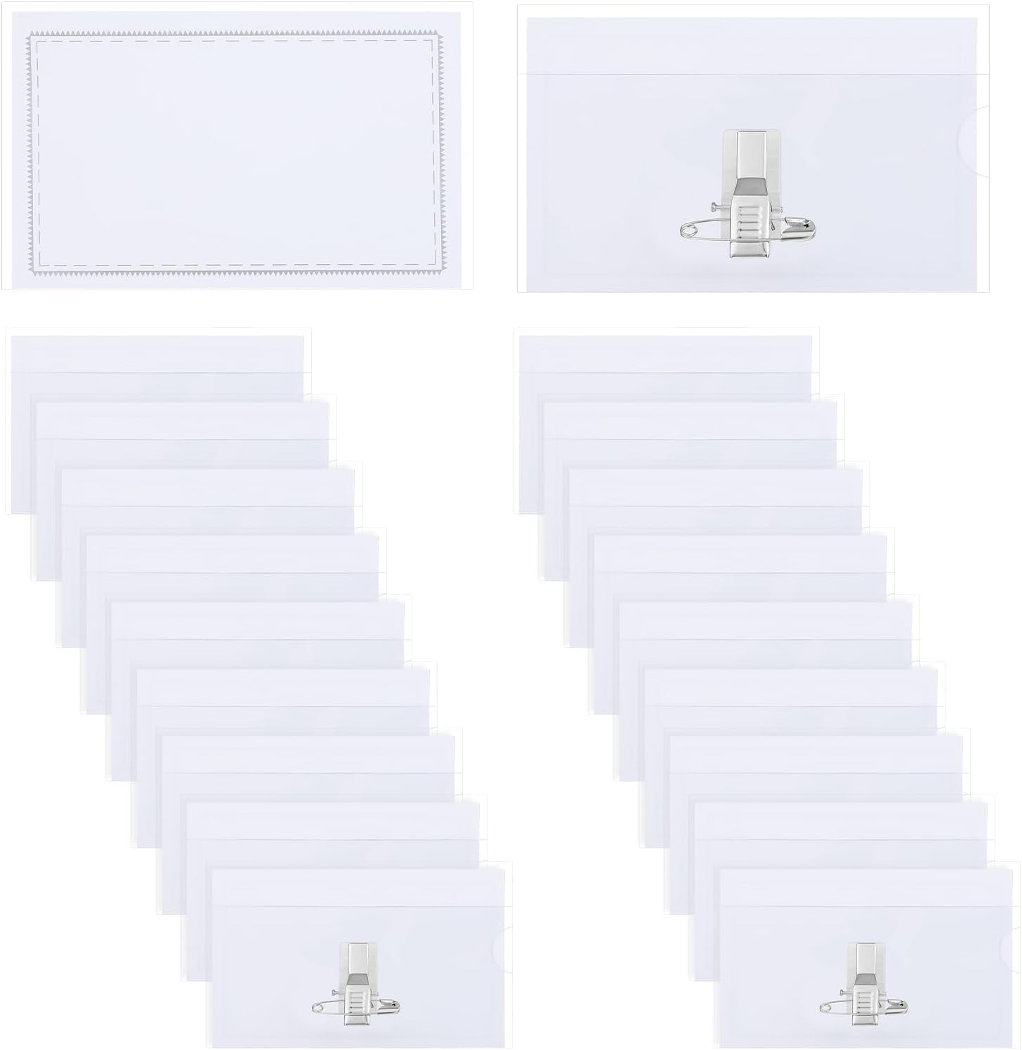 XD4-20 Pieces Pin Style Name Badge Holders Name Tags with Pins Clear ...