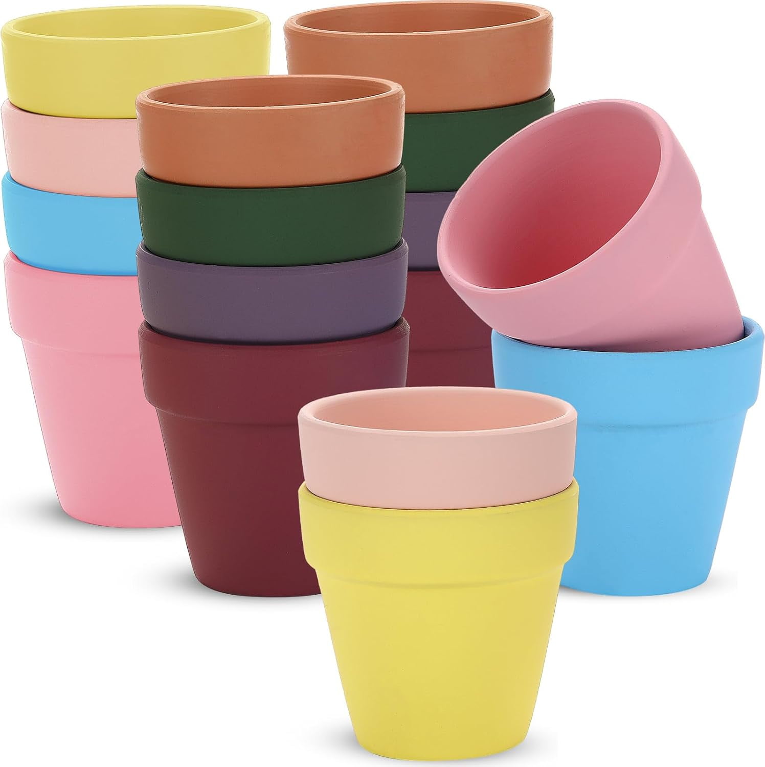 XD4-24 Pack 2.56 Inch Multicolor Terracotta Plant Pots with Drainage ...