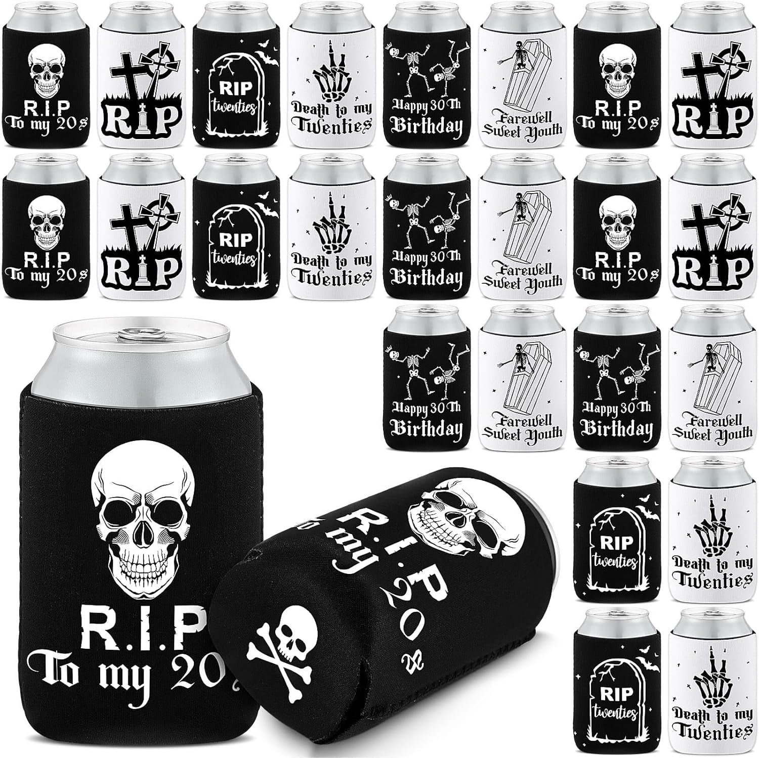 XD4-24 Pack Gothic Death to My 20s Party Can Sleeves 30th Birthday ...