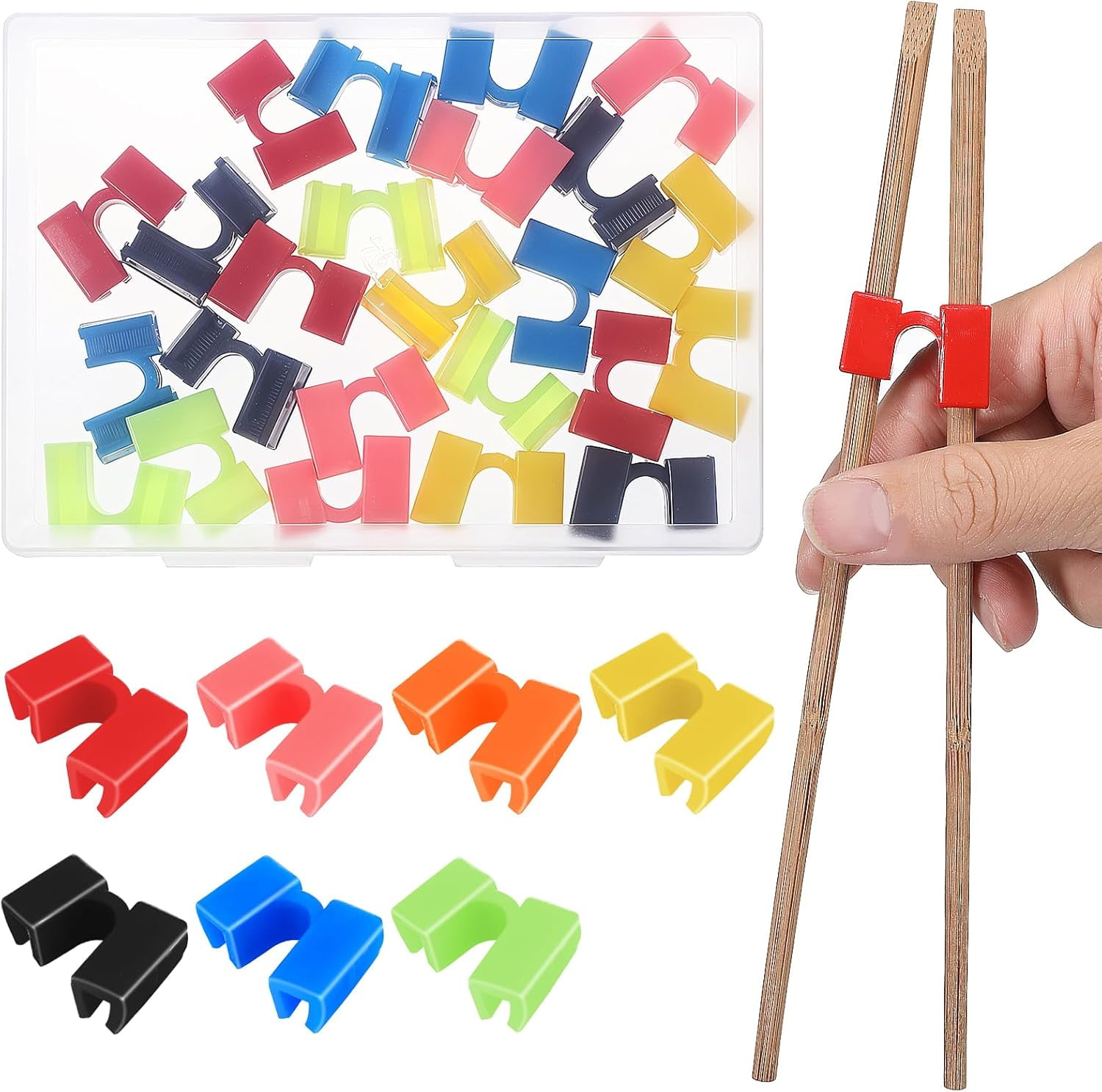 XD4-24 Pieces Reusable Chopsticks Helpers Training Chopstick Hinges ...
