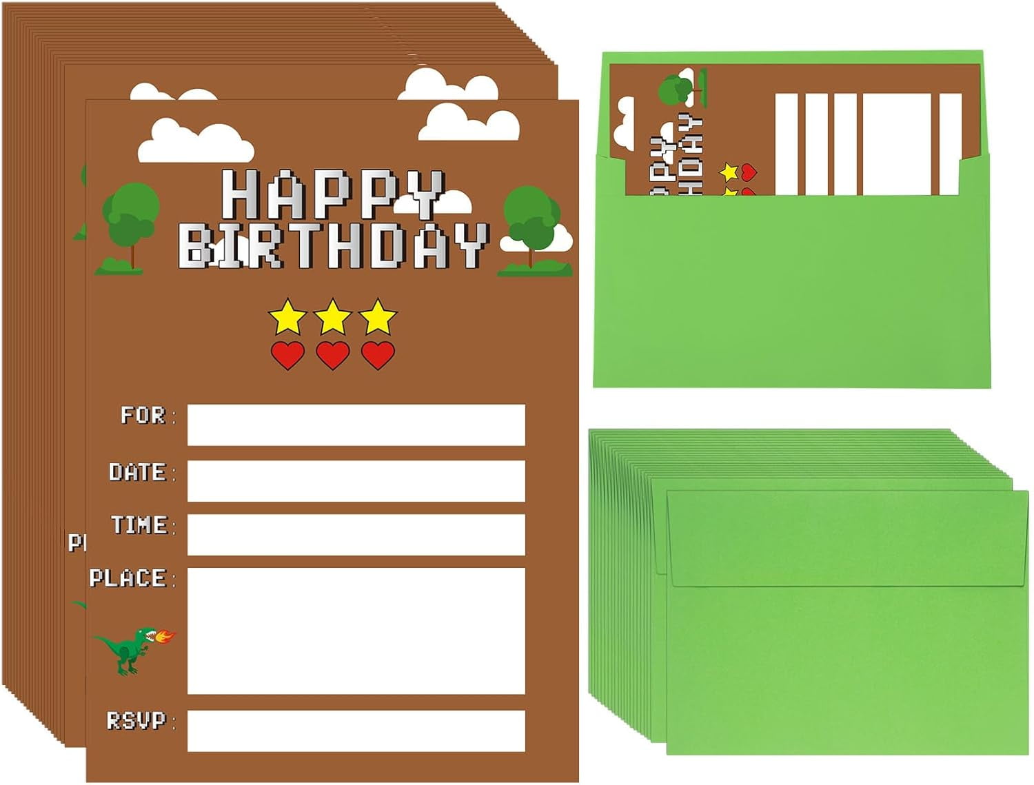XD4-25 Pieces Pixel Video Birthday Party Supplies Game Themed Party ...
