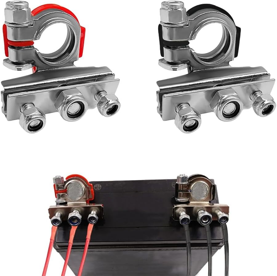 XD4-2PCS Battery Terminal Connectors, Heavy Duty Battery Terminals Clamps with 3 Cable Terminals ...