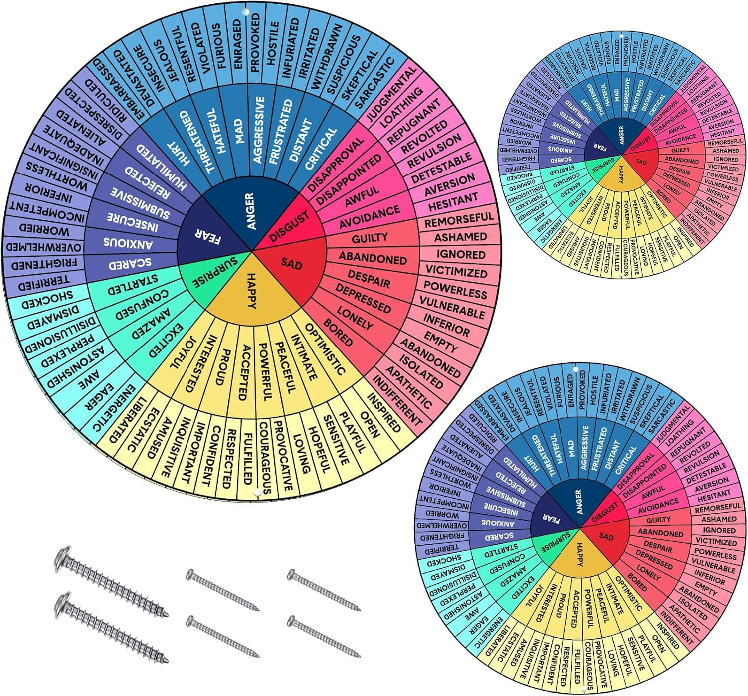 XD4-3 Pack Feelings Wheel Aluminum Emotion Wheel Metal Feelings Poster ...