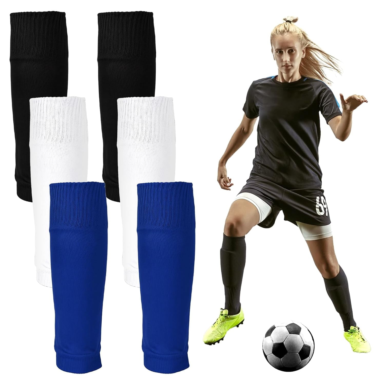 XD4-3 Pairs Soccer Leg Sleeves Socks, Compression for Calf, Over Calf ...