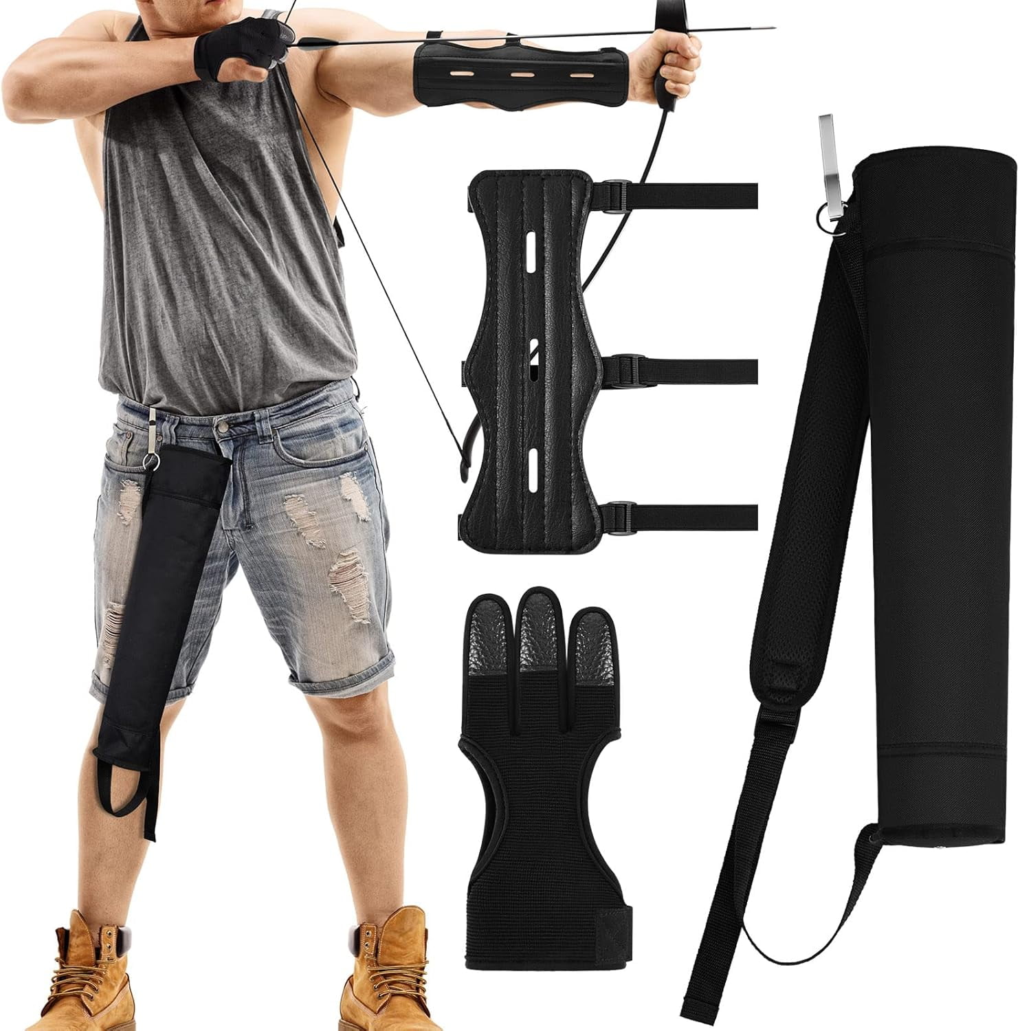 XD4-3 Pcs Archery Accessories Including Protective Archery Arm Guard ...