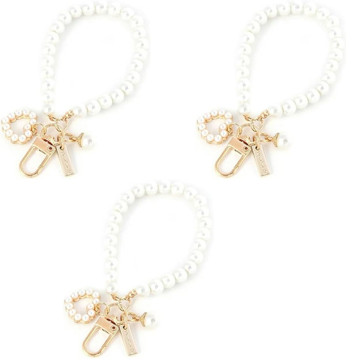 XD4-3 Piece Set Fashion Keychains, Pearl and Heart Designs, Gift ...