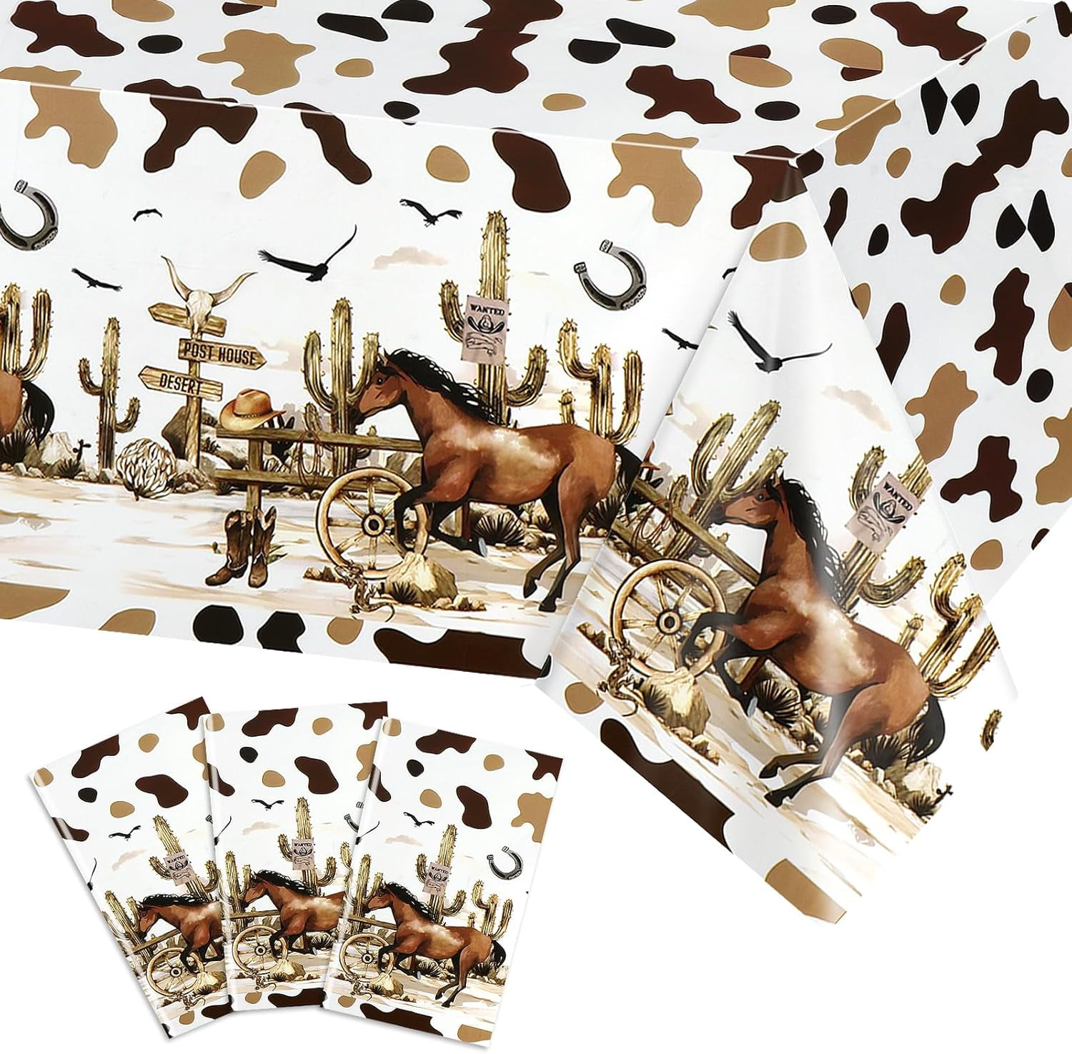 XD4-3 Pieces Cowboy Tablecloth Western Themed Party Decorations My ...