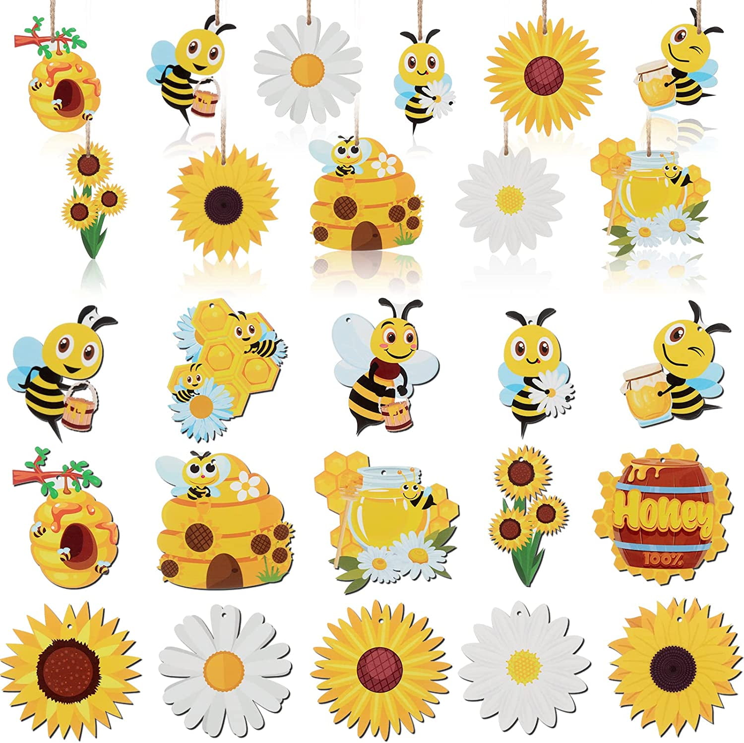 XD4-30 Pieces Honey Bees Ornaments Honey Honeycombs House Ornaments ...