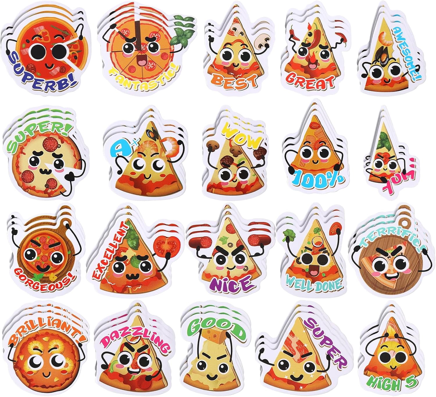 XD4-300 Pcs Scratch and Sniff Stickers Pizza Scented Motivational ...