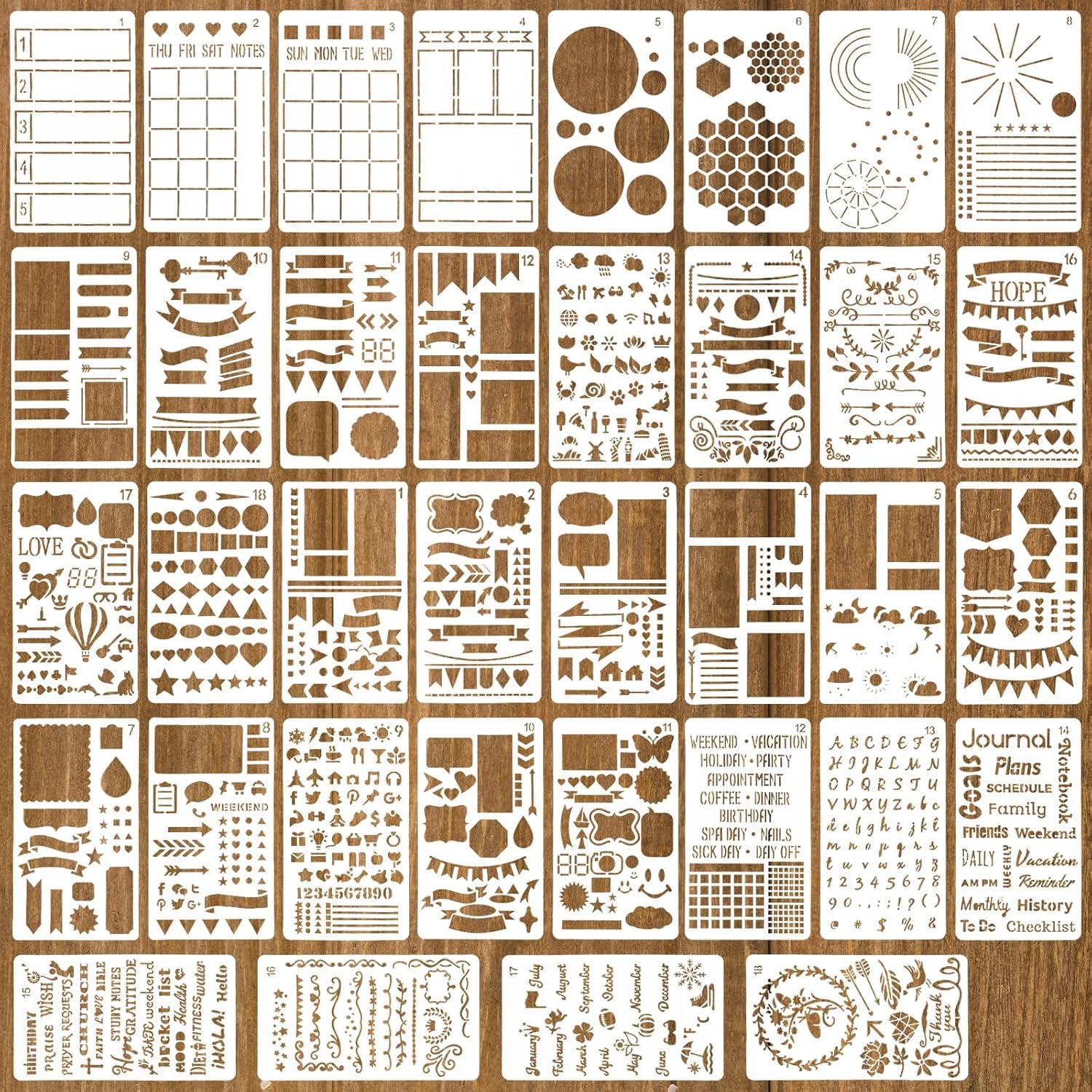 XD4-36 Pieces Journal Stencils for Bullet Dot Journals Supplies, 4 x 7 ...