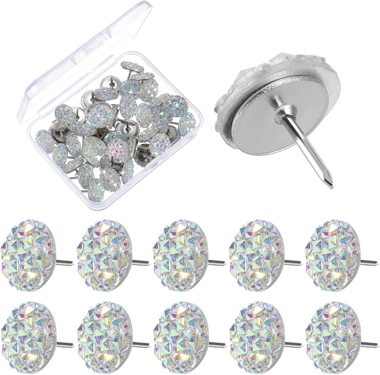 XD4-40 Pcs Diamond Push Pins Glitter Rhinestone Thumb Resin Decorative ...