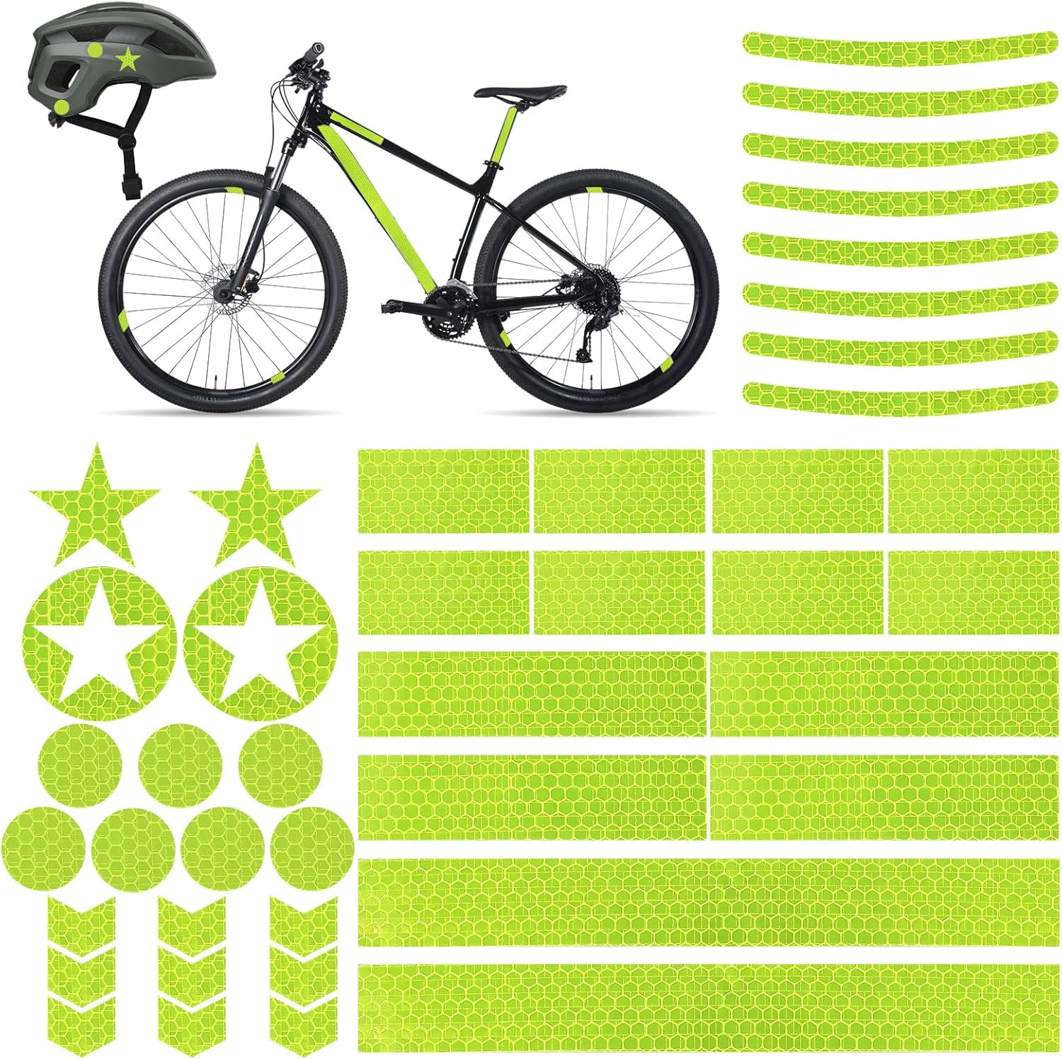 XD4-42Pcs Reflective Stickers, Reflective Helmet Bicycle Stickers ...