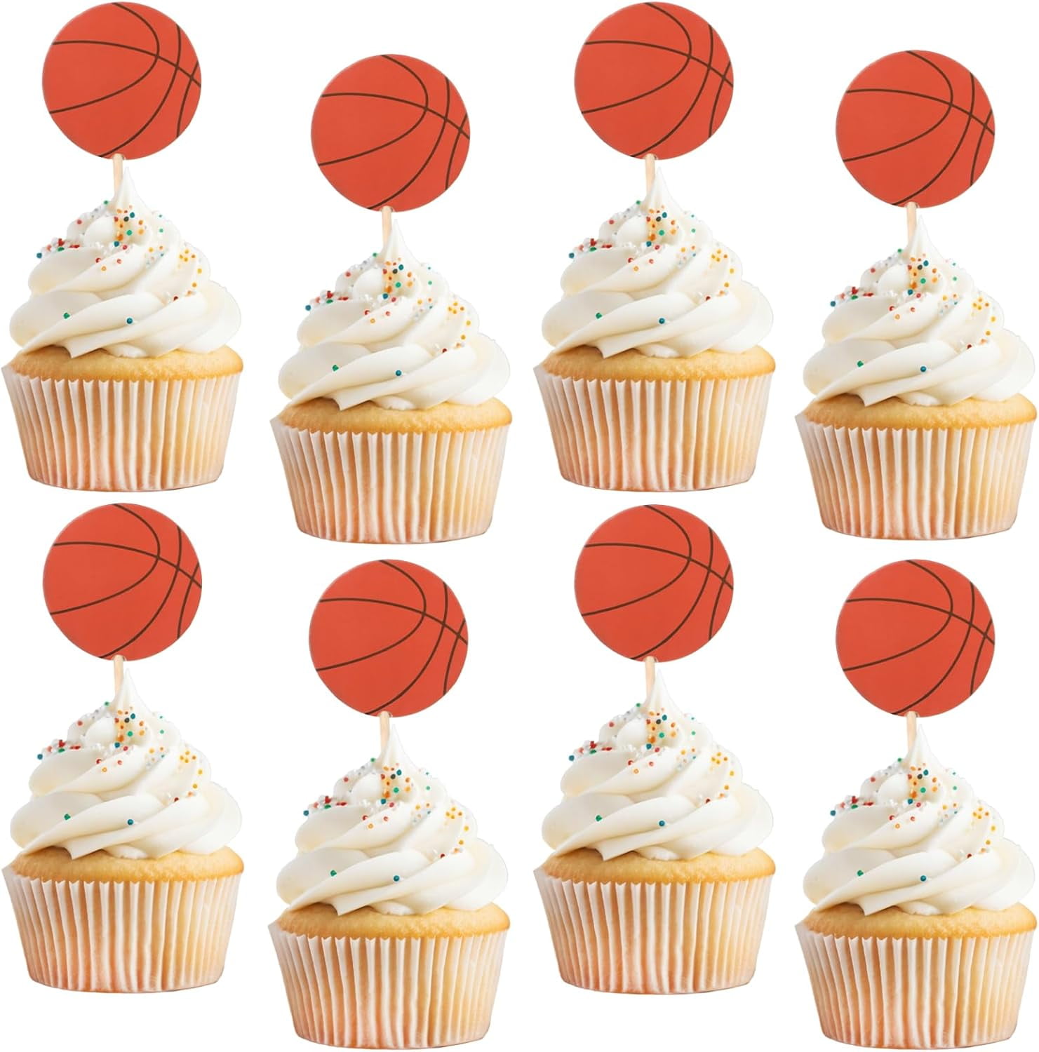 XD4-48 Pcs Basketball Cupcake Toppers, Basketball Cake Topper ...