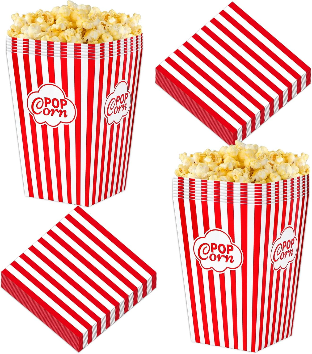 XD4-48Pcs Popcorn Boxes Containers with Napkins Set Popcorn Bucket for ...