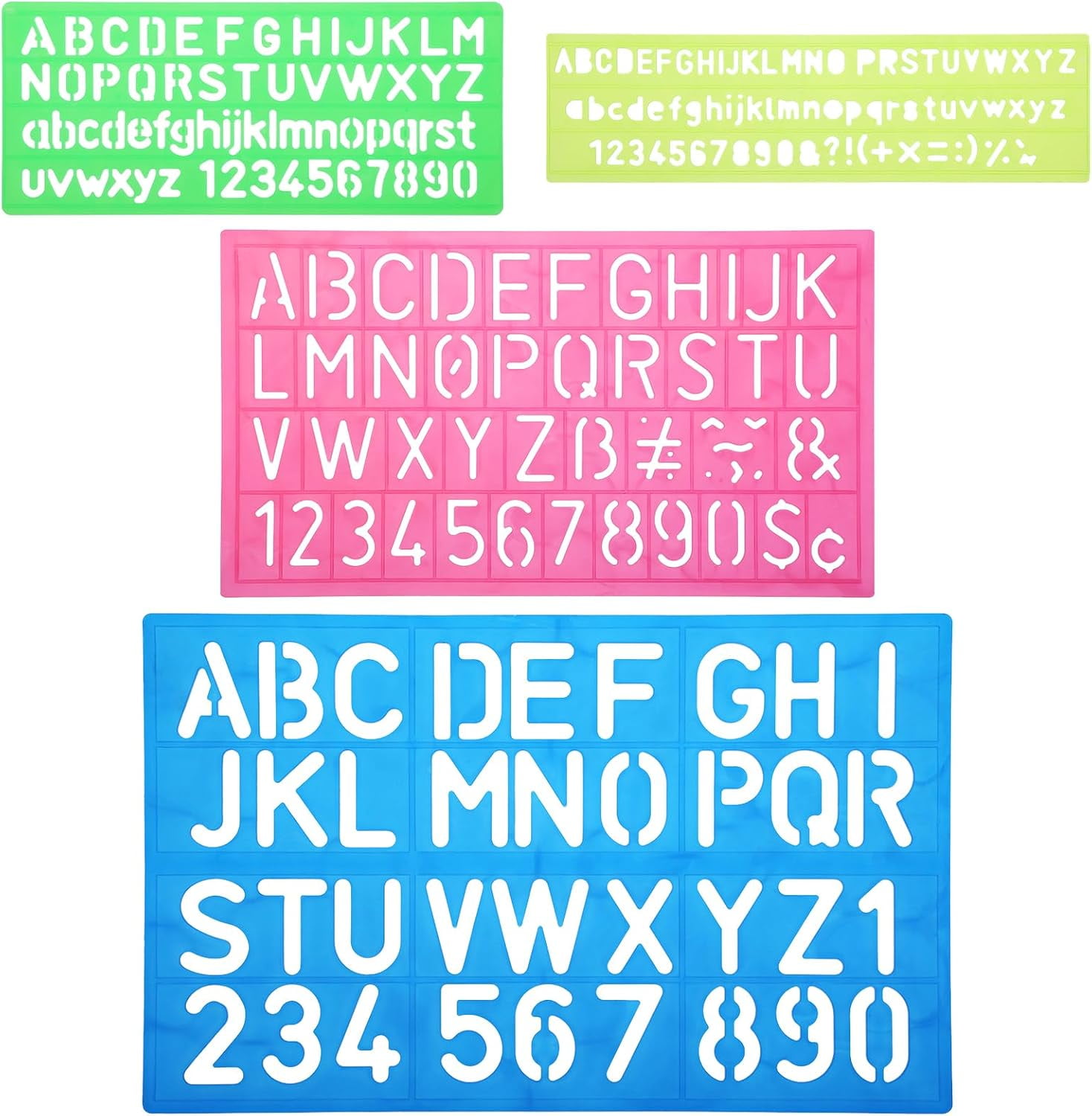 XD4-4Pcs Letter Stencils Set, Plastic Numbers Alphabet Stencil Ruler ...