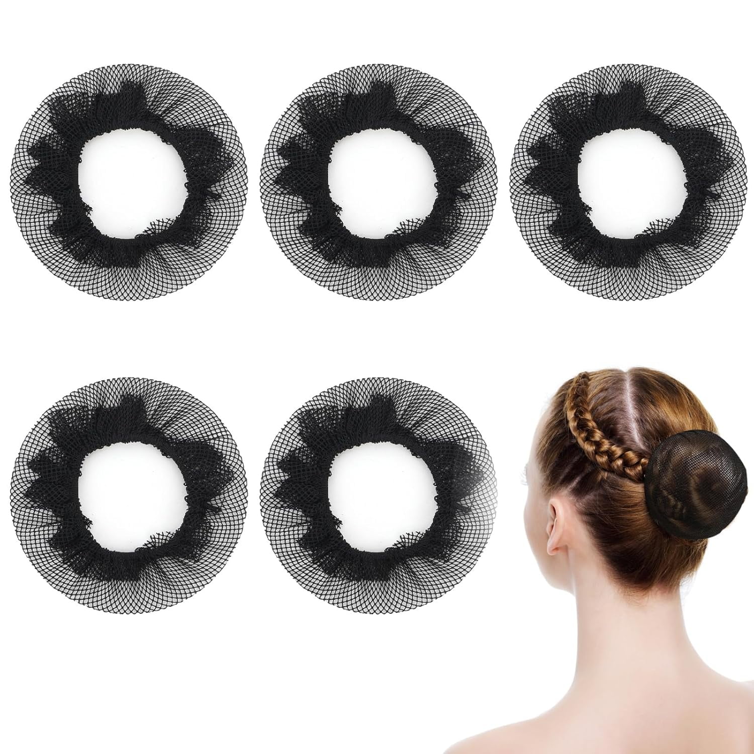 XD4-5 Pcs Black Hair Nets for Ballet, Hairnets for Dance Buns ...