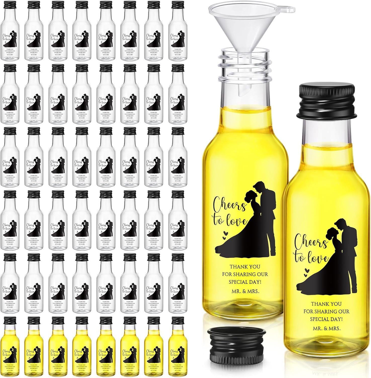 XD4-50 Sets Wedding Party Favors for Guest 50 Cheer to Love Mini Liquor ...
