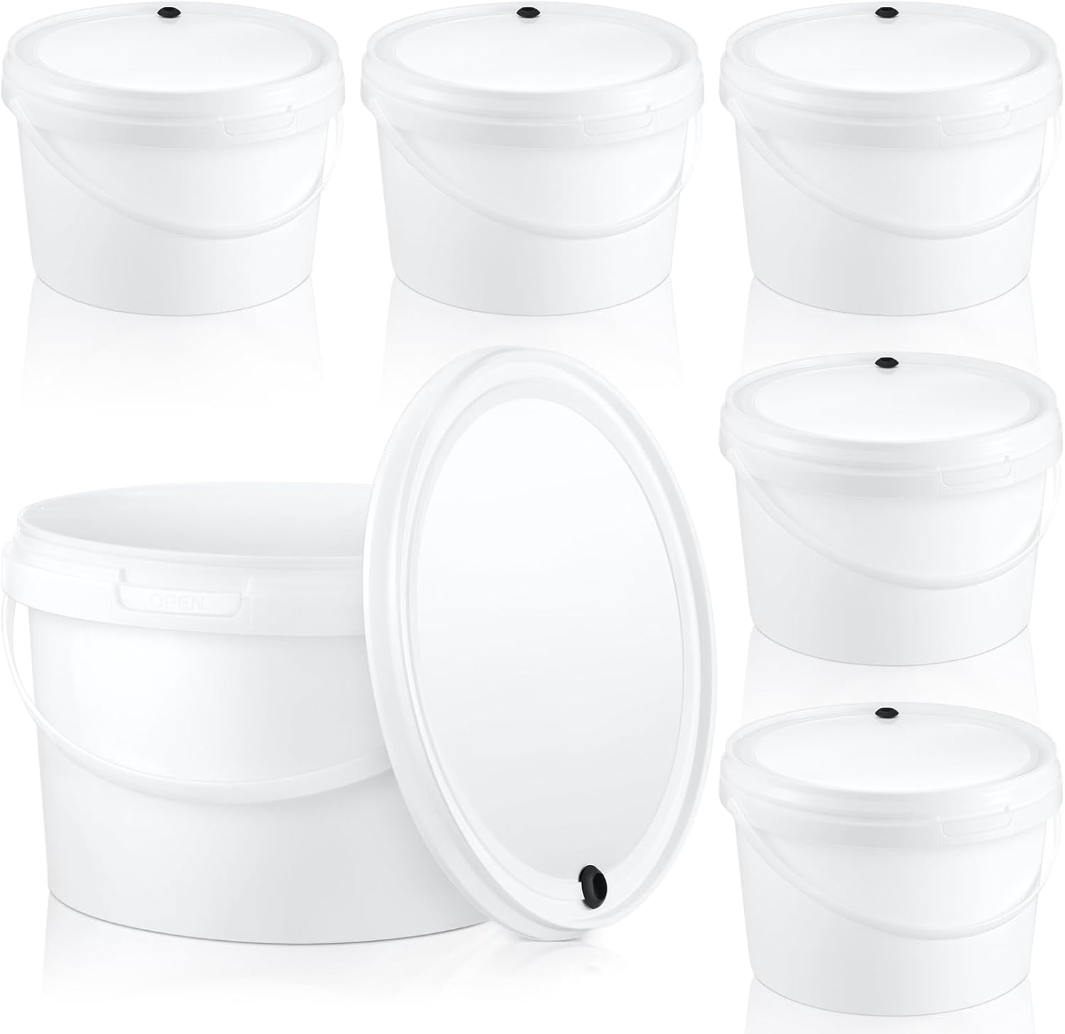 XD4-6 Pcs 1 Gallon Round Fermentation Bucket Fermenting Bucket with Lid ...