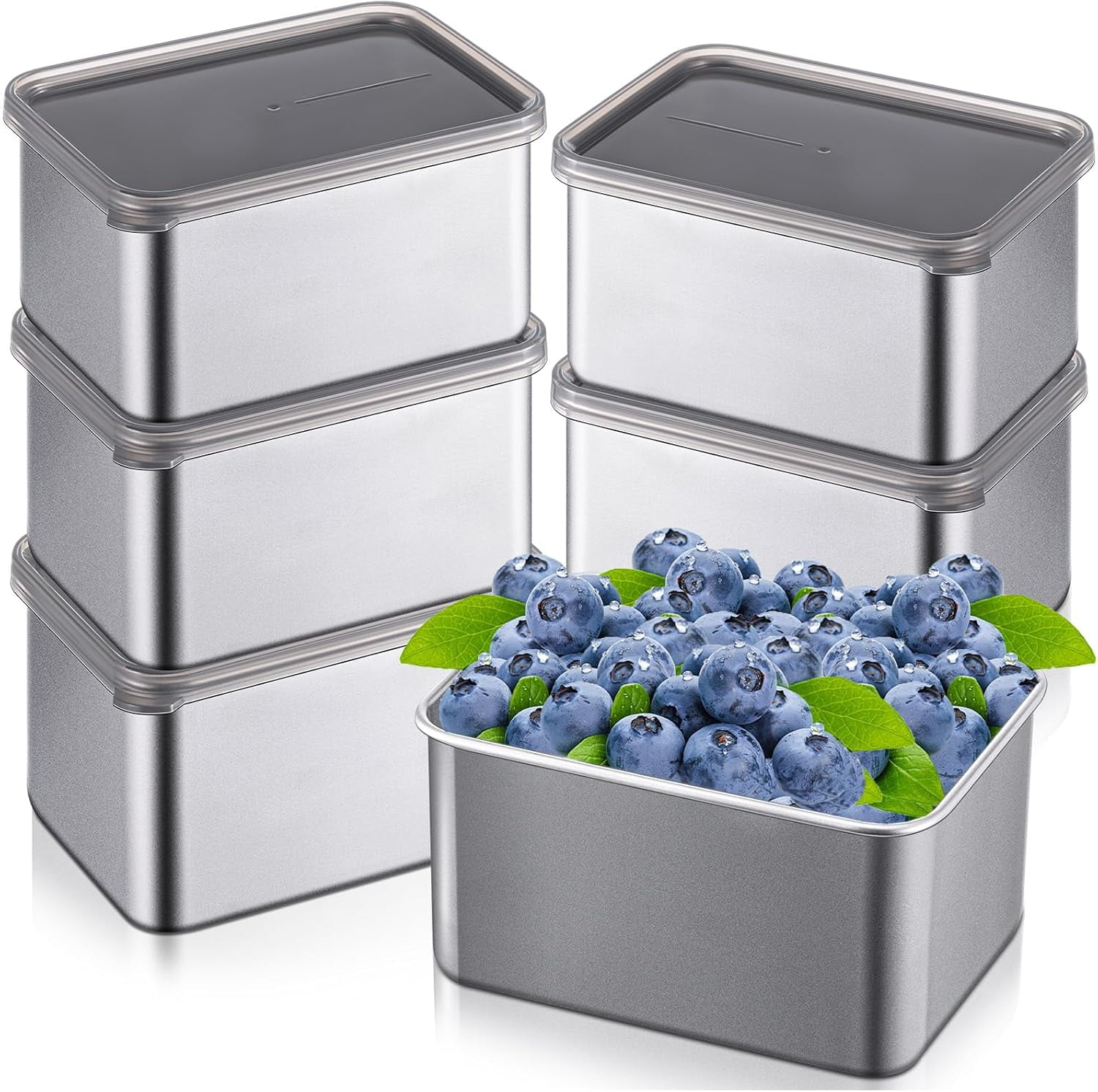 XD4-6 Pcs 304 Stainless Steel Sandwich Containers with Lids 30 oz Bento ...